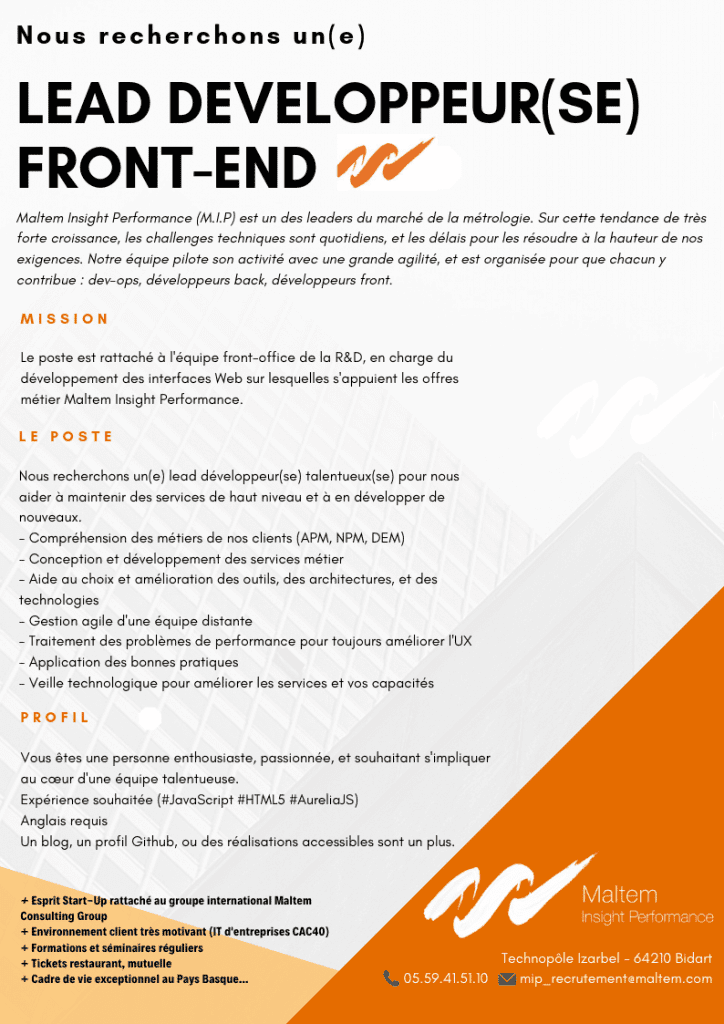 Offre d'emploi (Terminé) - Lead Développeur(se) Front-end - Maltem ...