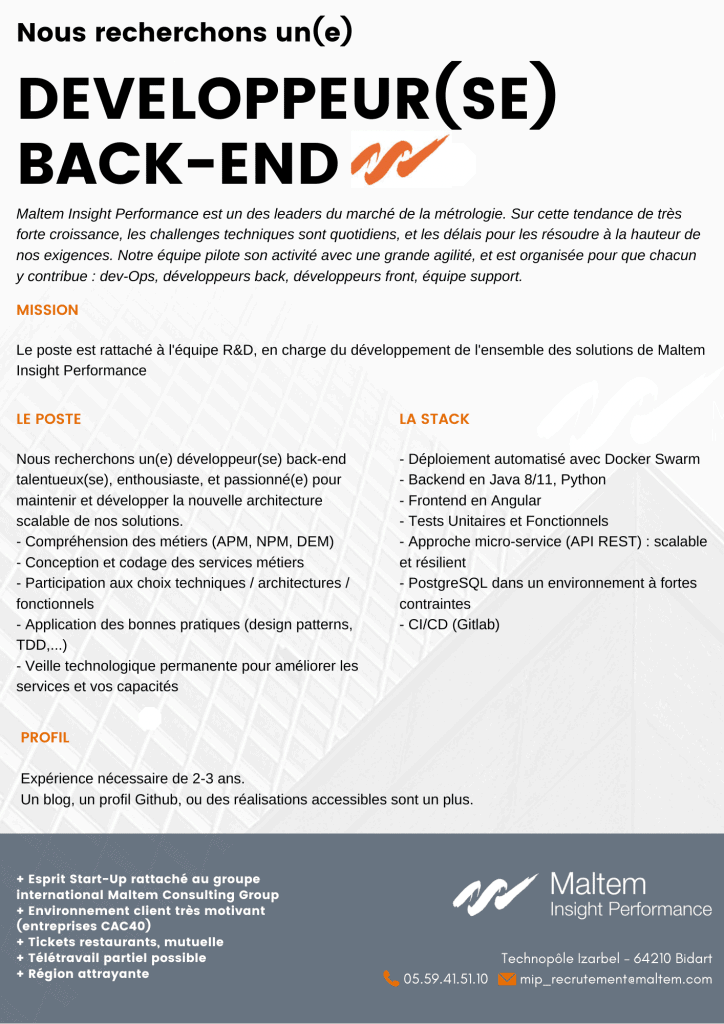 Offre d'emploi - Développeur(se) Back-End (pourvue)