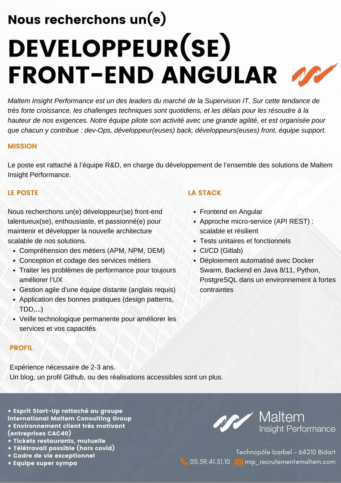Job offer - Angular Front-End Developer